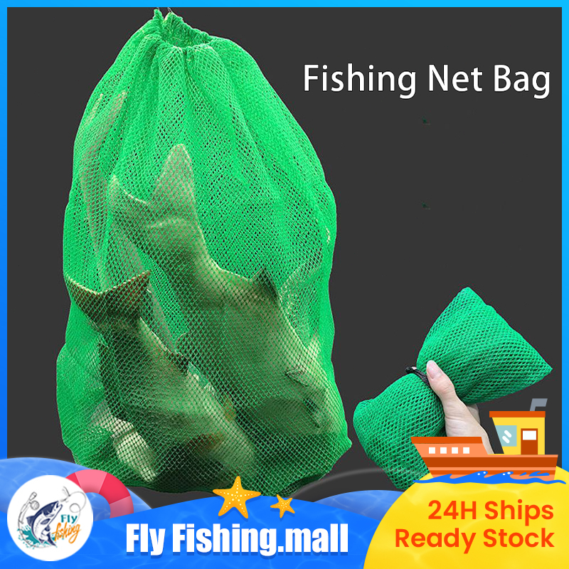 Nylon Fishing Net Bag Fish Bag Fishing Supplies Green Net Bag Dense Net ...