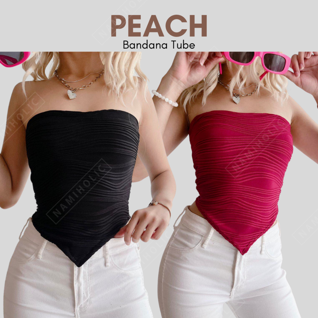 Namiholic Peach Bandana Tube I Embossed Fabric I XS TO SMALL | Shopee ...