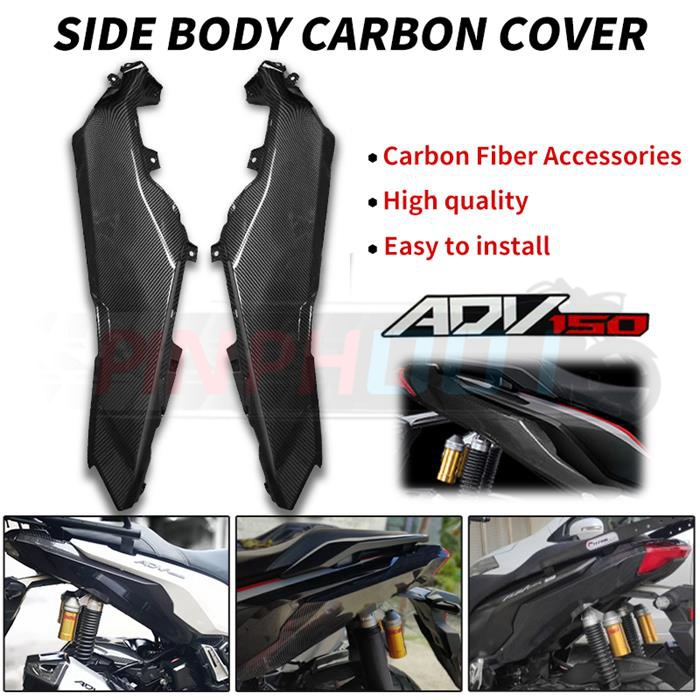 Motorcycle Honda ADV 150 Side Body Carbon Cover 2Pcs Left & Right ...