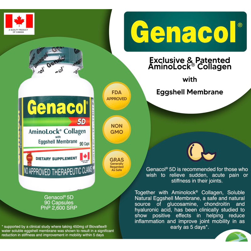 Genacol 5D 30 capsule per bottle (AminoLock Collagen + Eggshell ...