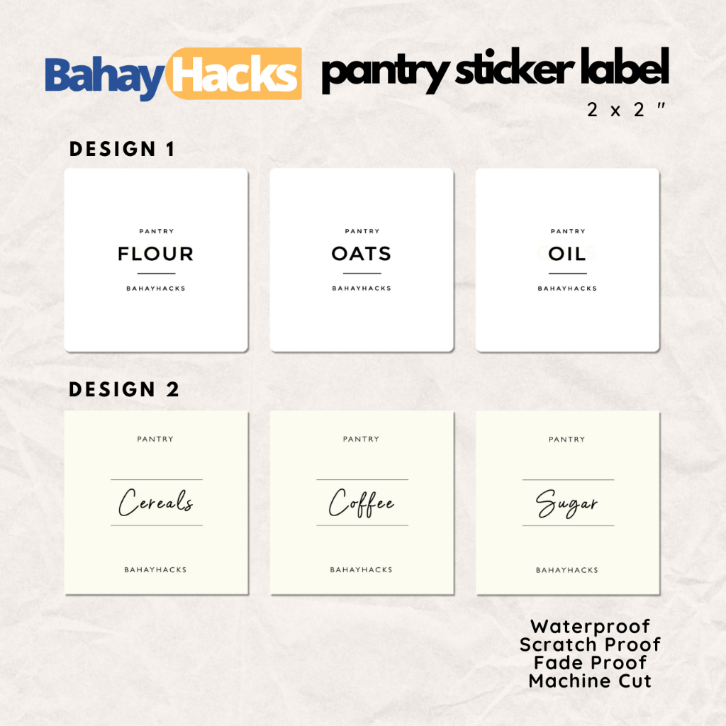 BAHAYHACKS Pantry Label Stickers Waterproof Oilproof Scratch Resistant ...