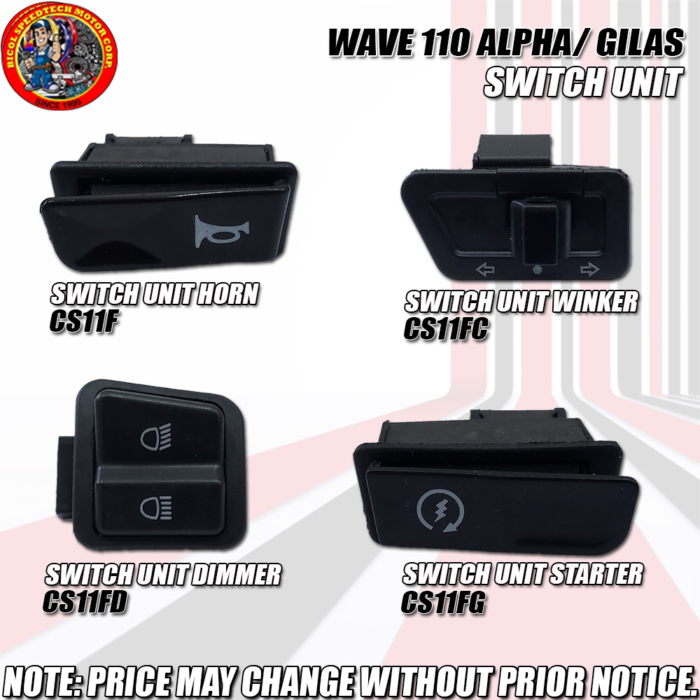 WAVE 110 ALPHA/GILAS SWITCH UNIT (HORN - CS11F/ WINKER - CS11FC/ DIMMER ...