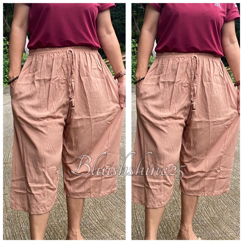 PLAIN SQUARE PANTS TOKONG WITH POCKET SOFT COTTON LINEN FABRIC FREE ...