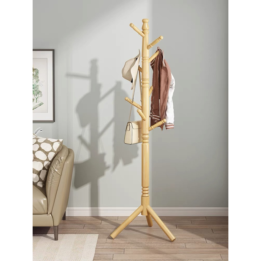Original Solid Wood Coat Rack Triangle Tree-Shaped Clothes Rack Bedroom ...