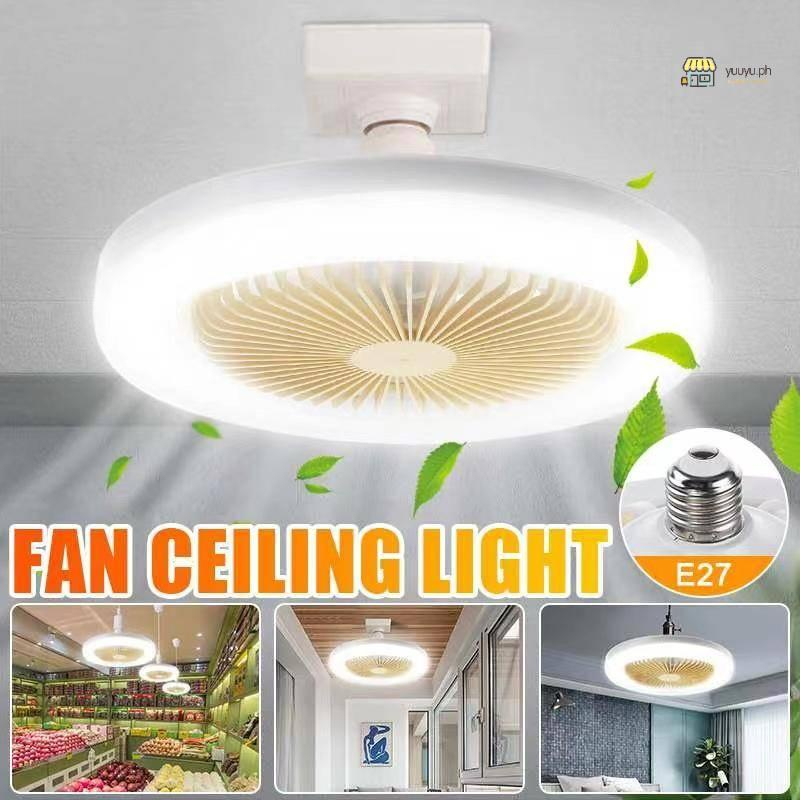 With Remote Control Invisible Ceiling Fan With Lights E27 LED Modern ...