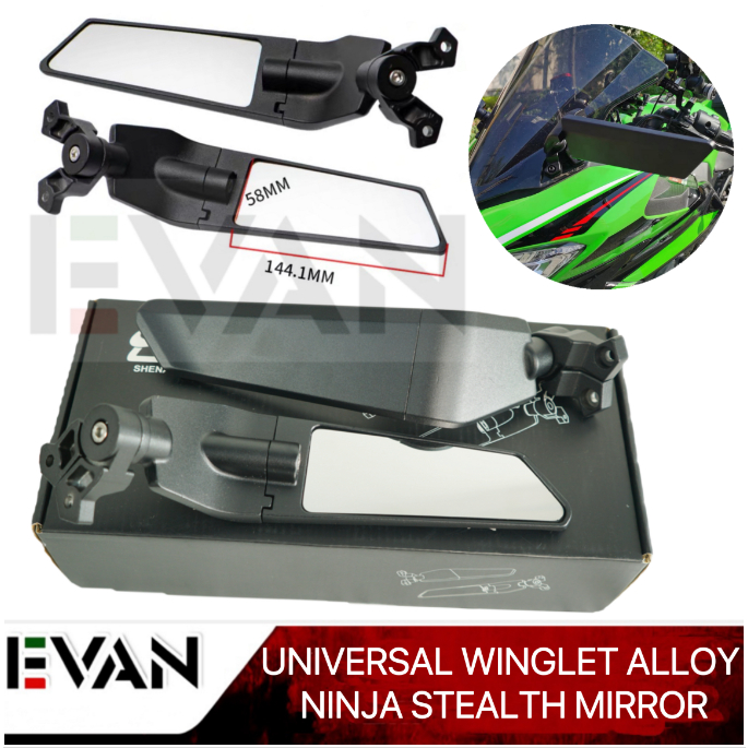 EVAN.SHOP Universal Winglet Alloy Ninja Stealth Wind Wings Side Mirror ...