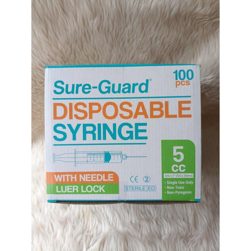 SURE GUARD SYRINGE WITH NEEDLE 5CC- SINGLE USE ONLY | Shopee Philippines