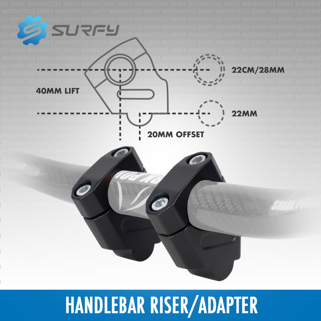 Handle Bar Riser With Adaptor Spacer 22/28cm Universal Heightening ...