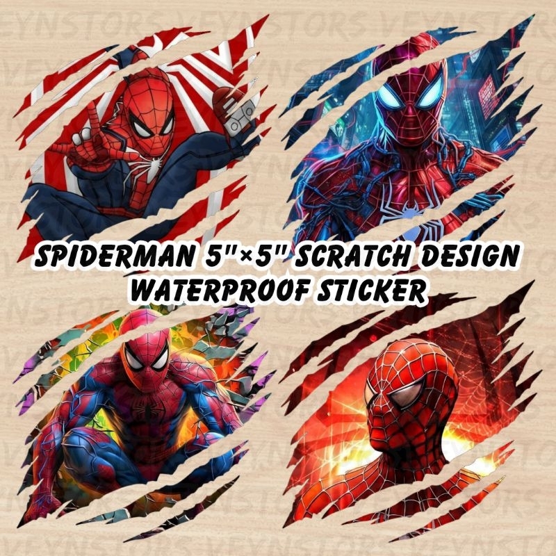 SPIDERMAN SCRATCH DESIGN WATERPROOF STICKER FOR TUMBLER CAR LAPTOP ...