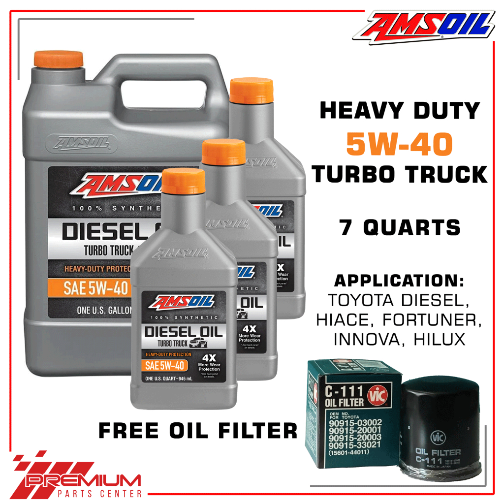 AMSOIL Heavy-Duty 100% Synthetic Diesel Engine Oil 5W-40 7 Quarts for ...