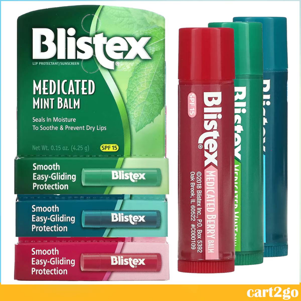 Blistex Medicated Lip Protectant Sunscreen SPF 15 Lip Balm of Berry ...