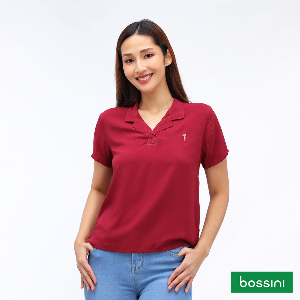 Bossini Ladies Woven Plain Rayon Short Sleeve Polo OST04-0090 | Shopee ...