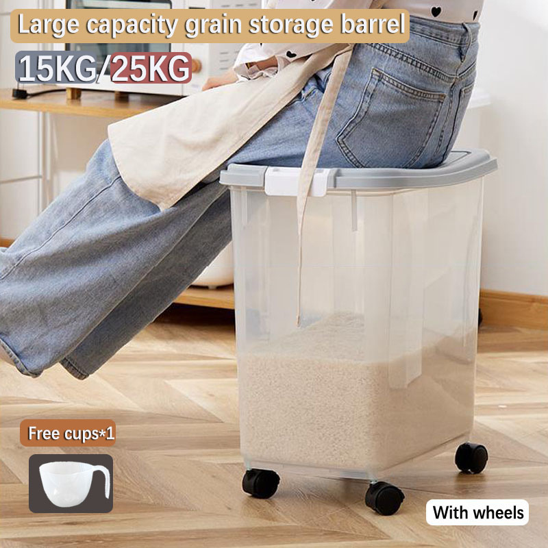 Household transparent large capacity sealed drum 15-25KG rice drum ...