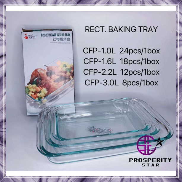 PROSPERITY STAR [1PC] High Quality Microwaveable Rectangular Baking Tray Tempered Borosilicate ...