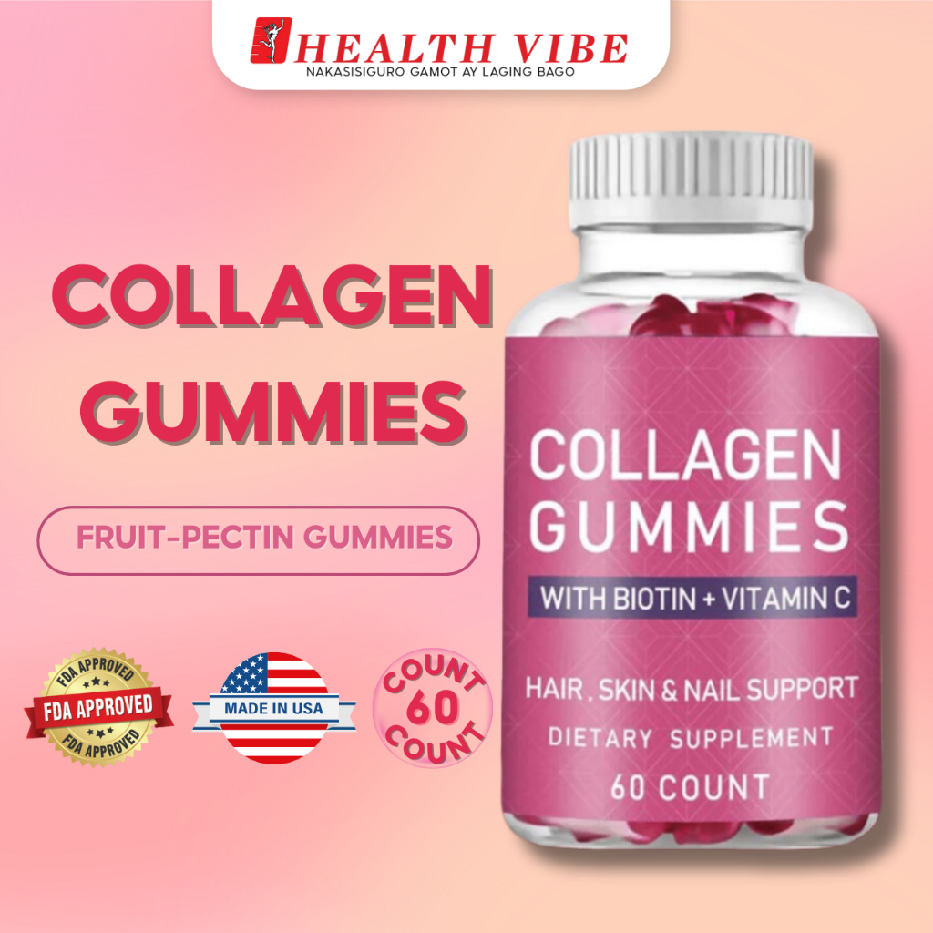Collagen Gummies with Biotin + Vitami C Hair, Skin & Nail Support 60 ...