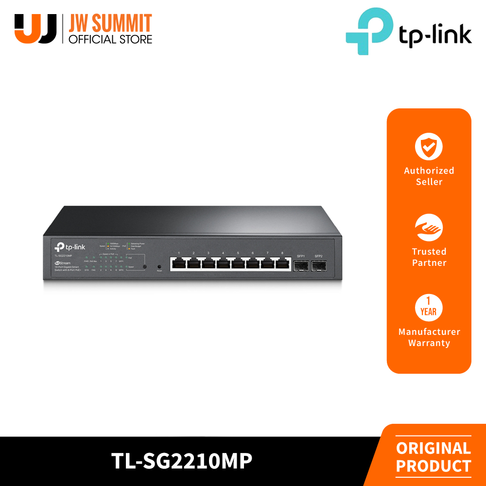TP-Link TL-SG2210MP JetStream 10-Port Gigabit Smart Switch with 8-Port ...