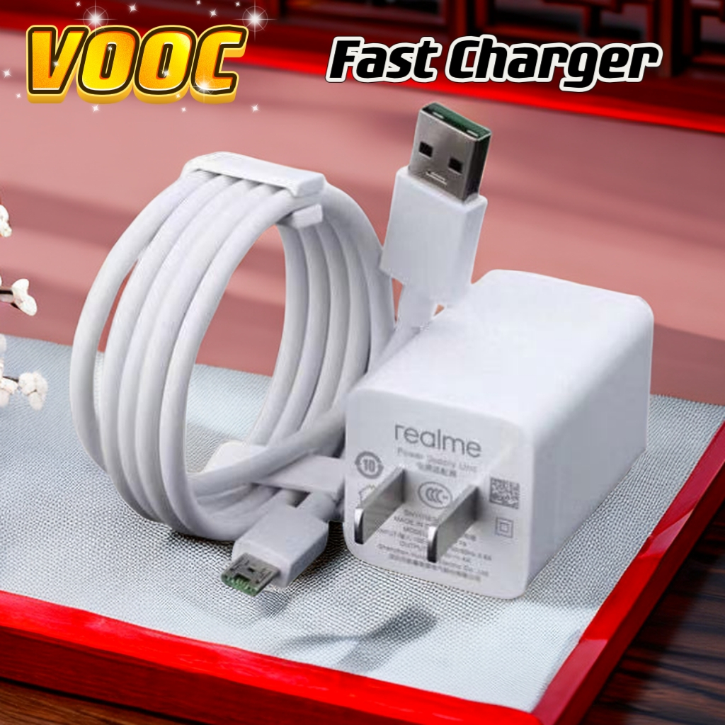Original Realme Charger VOOC Fast Charger + 5A USB Micro/Type-C cable ...