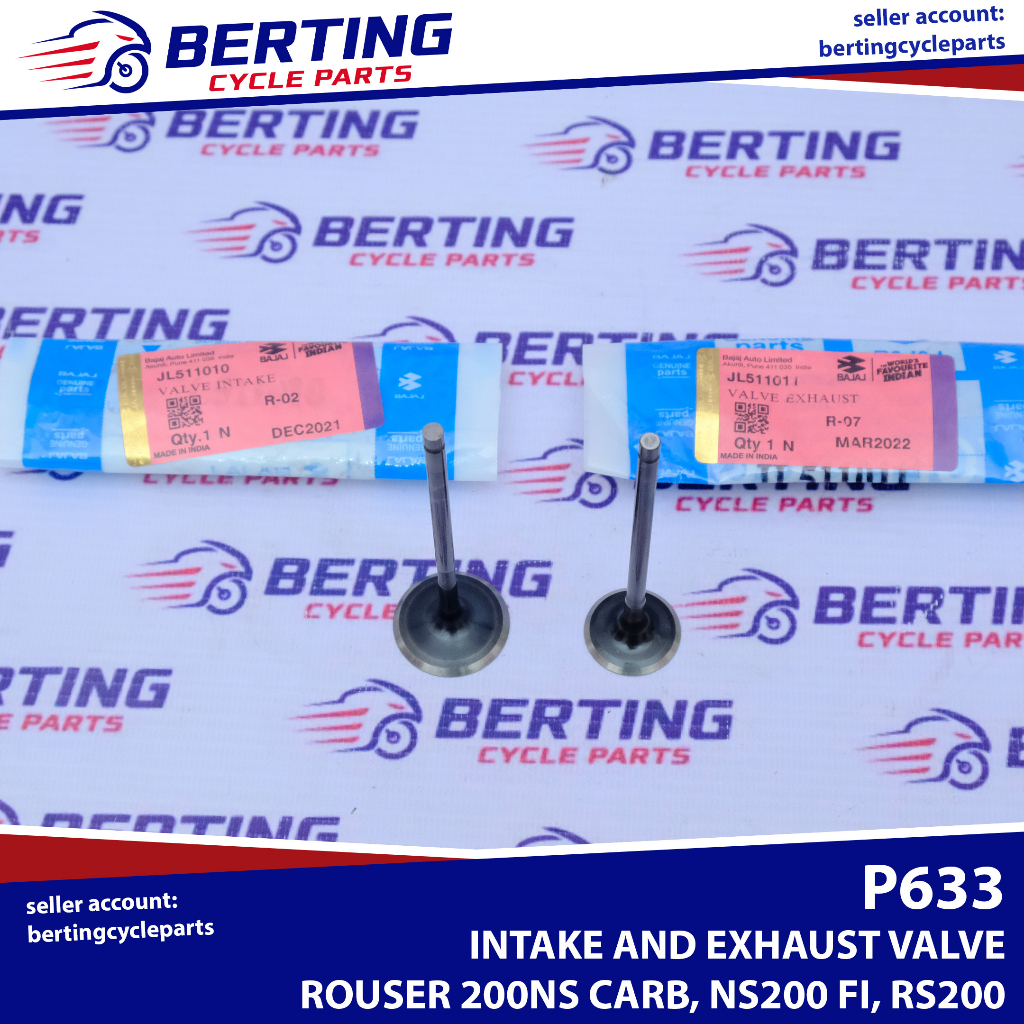 INTAKE AND EXHAUST VALVE Rouser NS200 Carb and FI RS200 Genuine ...