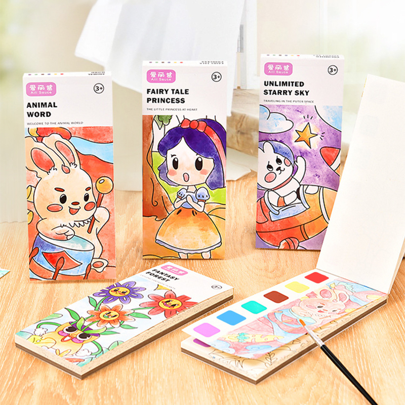 12Page Painting Coloring Book Set With Paint Brush Graffiti Coloring ...