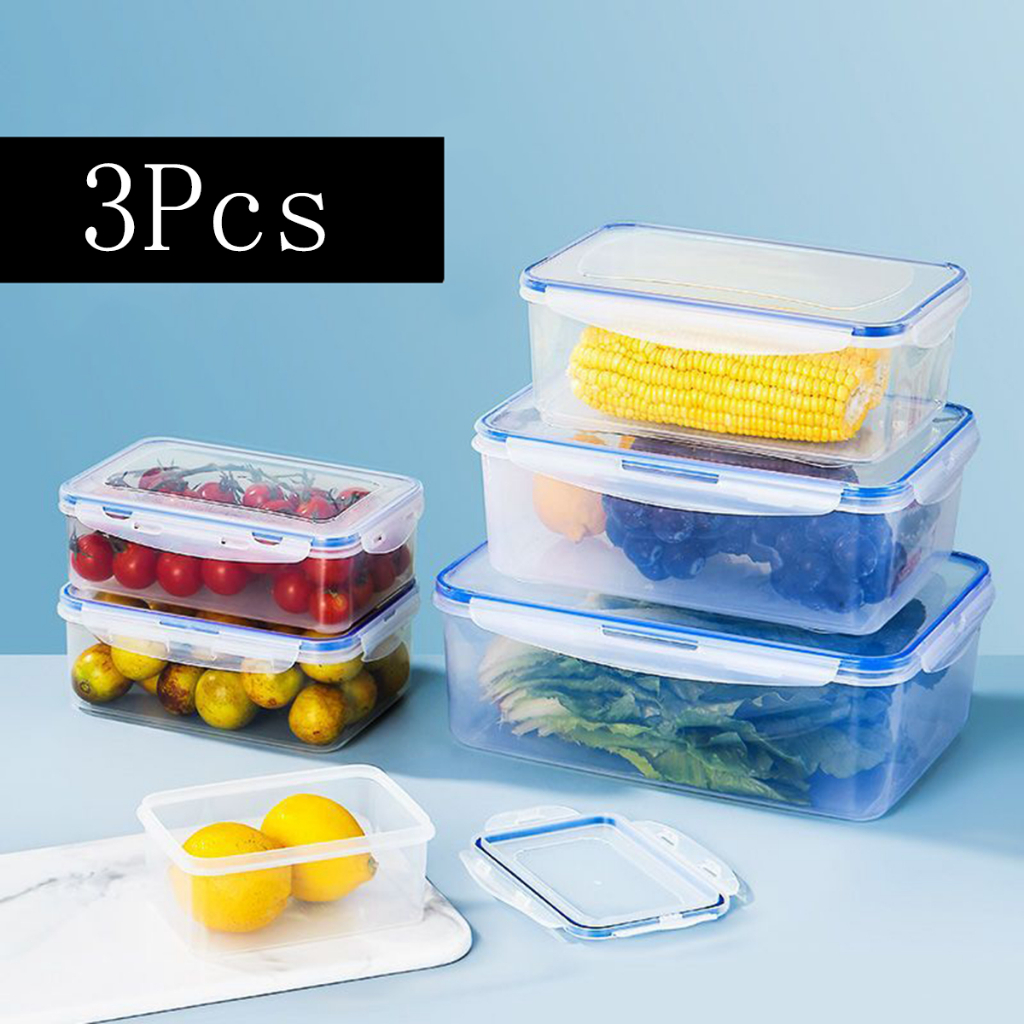 KEWEI 3pcs/Set Multi-Function Rectangle Food Storage Box with Lid for ...