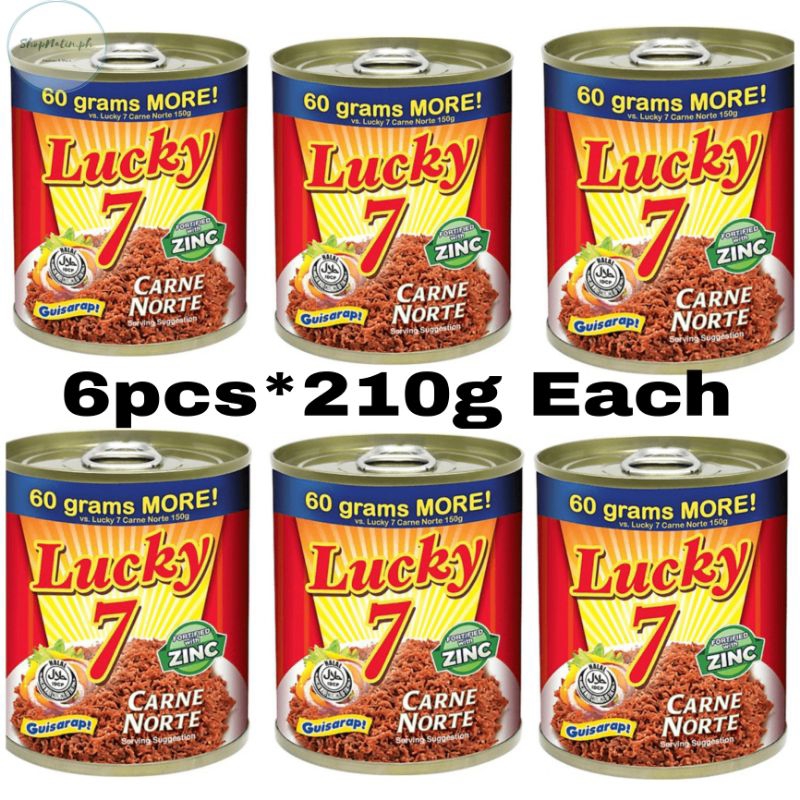 Lucky 7 Carne Norte 6pcs*210g Each Corned Beef Canned Goods | Shopee ...