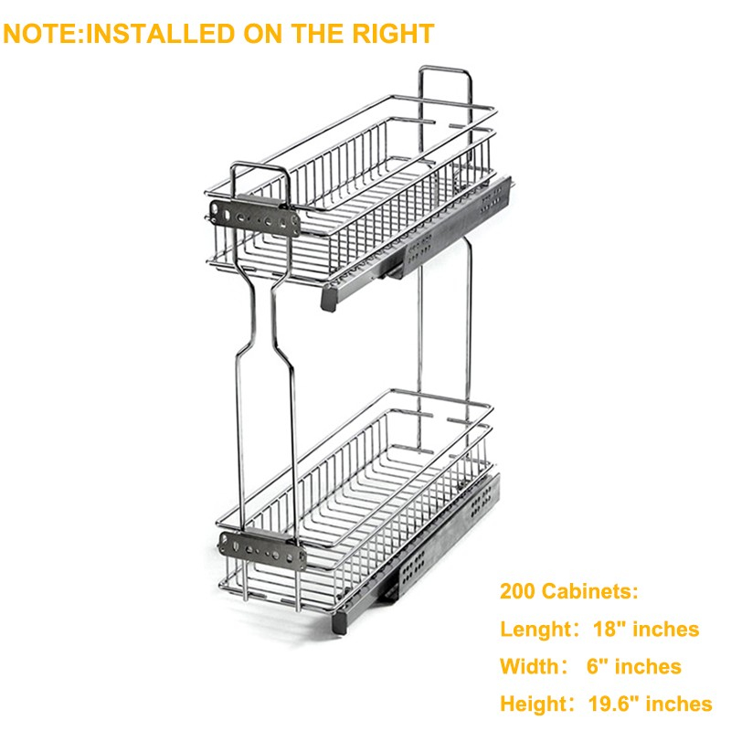 Pull Out Basket Kitchen Cabinet 304 Stainless Steel for Kitchen Rack ...