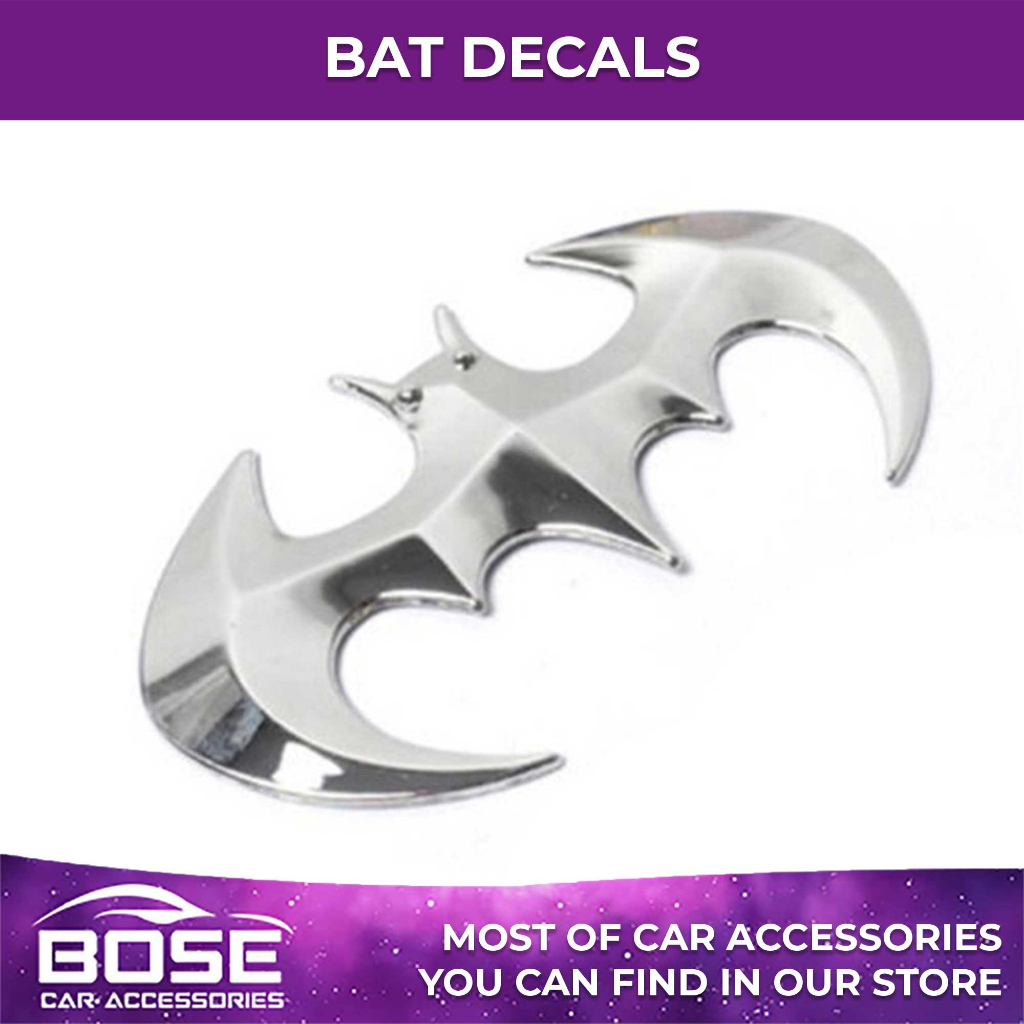 New Silver Bat Style / Batman Short Wing Sticker Decals Shape 3D Car ...
