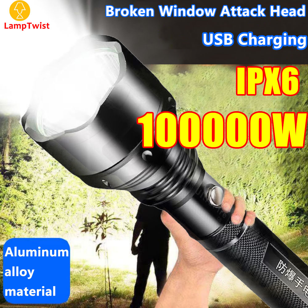 【Breakable car window】Aluminum alloy Flash Light IPX6 100000W Outdoor ...