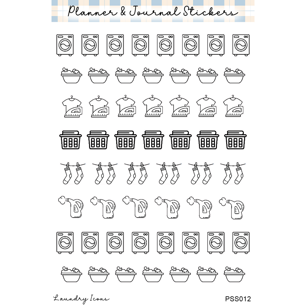Laundry Day Icon Deco Sticker, Journal Planner Bujo Notebook Sticker ...