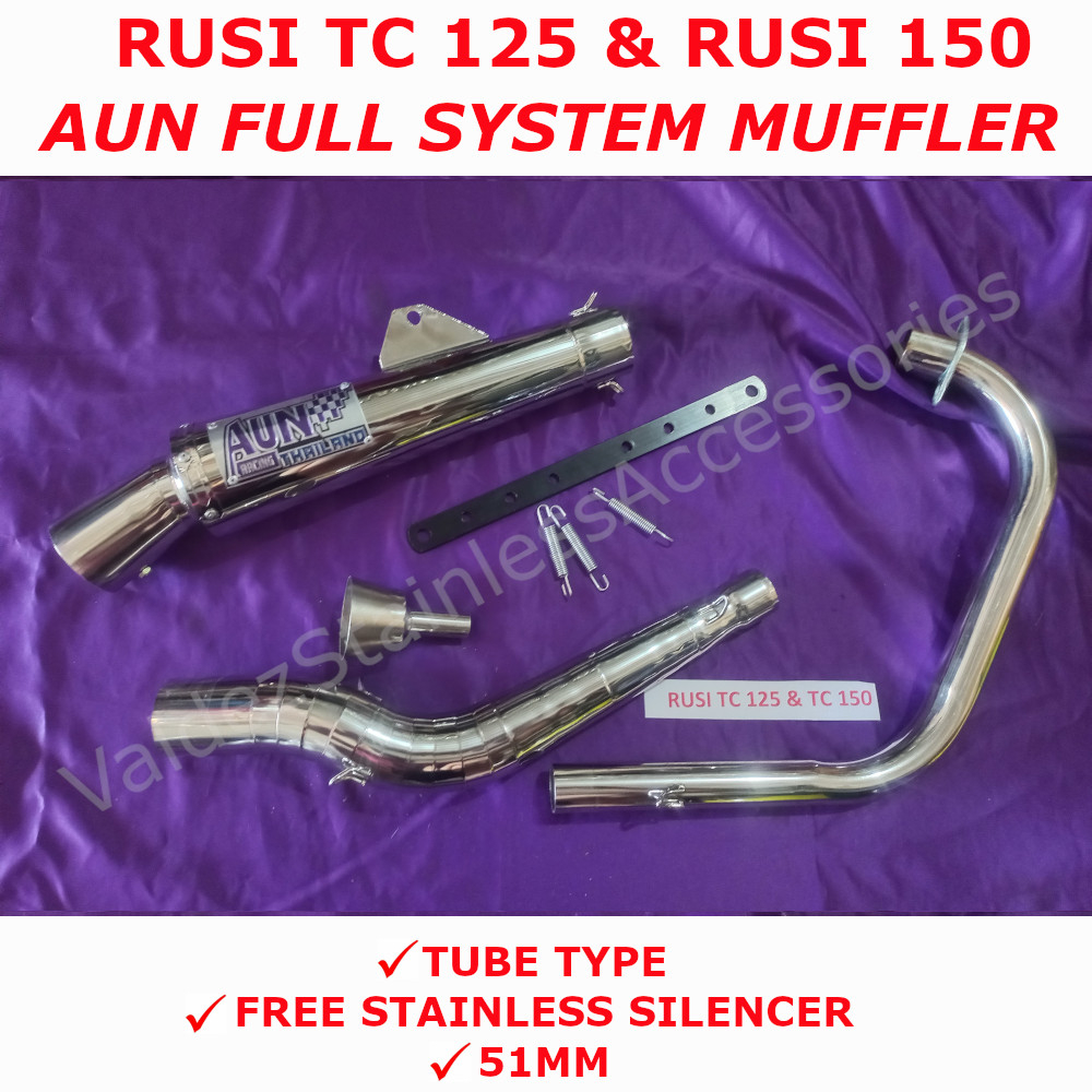 RUSI TC 125/150 , EURO DH 125/180 New Full System Open Muffler AUN , Stainless Open PIpe ...