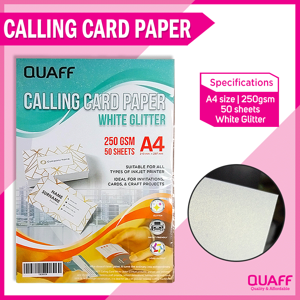 QUAFF Calling Card Paper 250GSM A4 White(Glitter) | Shopee Philippines