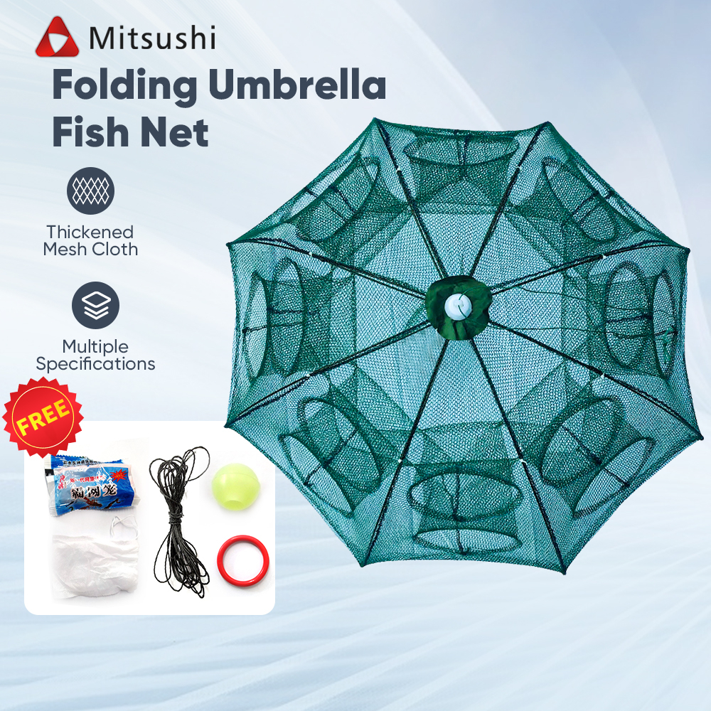 Mitsushi Folding Umbrella Fish Net 16 Hole Shrimp Cage Crab Fish Trap ...