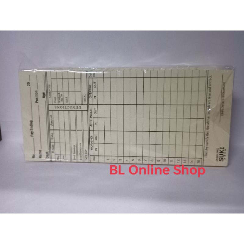 Daily Time Card Record (100's) | Shopee Philippines