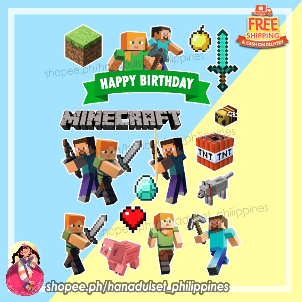 Minecraft | Cake Topper [set] | minecraft cup cake toppers | Set ♥ ...