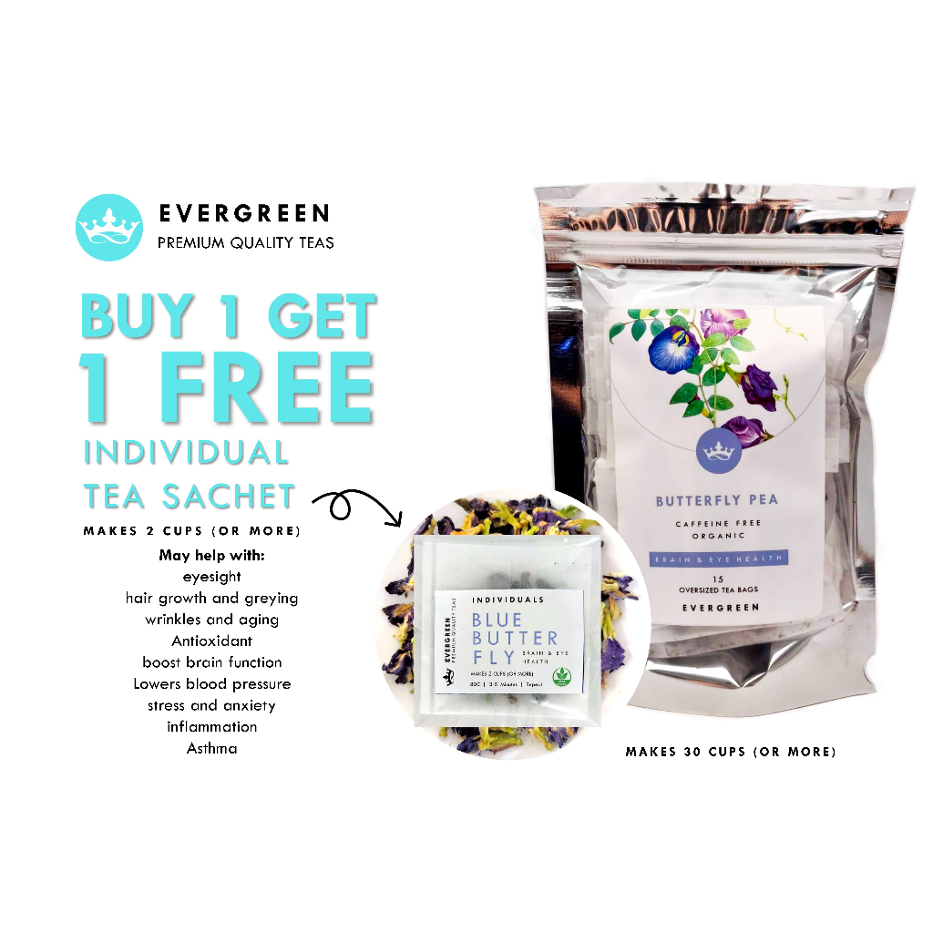 Blue Butterfly Tea in Big Teabags Brain & Eye Skin Health Stress ...