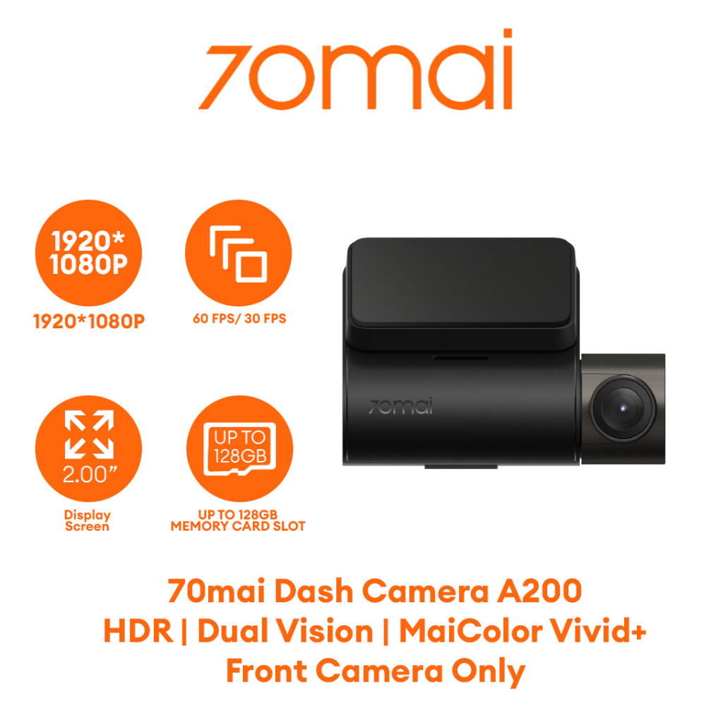 70mai A200 HDR Dash Cam | Front Only | Dual Vision | MaiColor Vivid+ ...