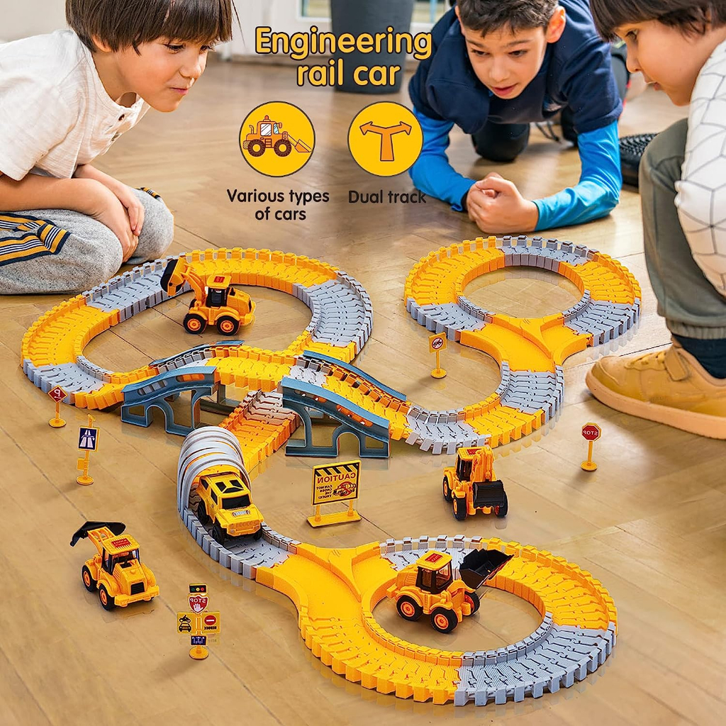 Engineering track small train car DIY toy engineering car Electric ...