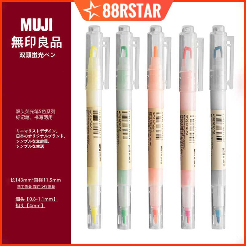 JAPAN MUJI Window Type Highlighters Double Tip Highlighter Stationery ...