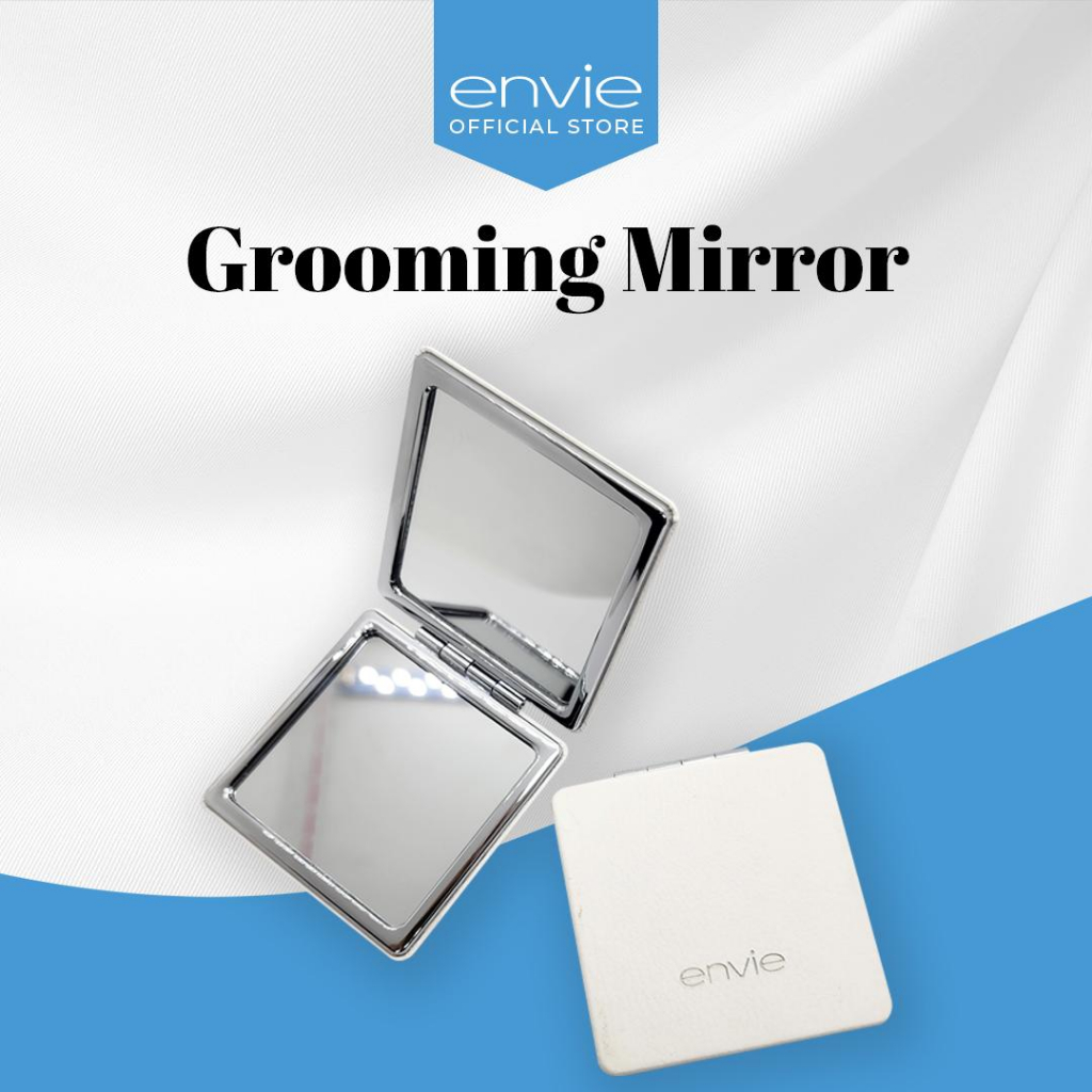 Envie Grooming Mirror for Men / White Leather Handy Compact Mirror ...