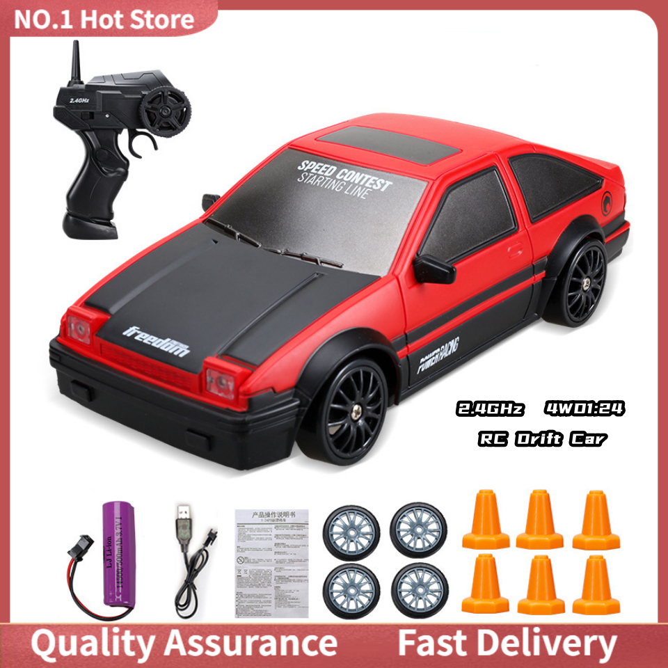 4WD Drift Car Toy Remote Control Car 2.4GHz 15 km/h High Speed ED Light ...