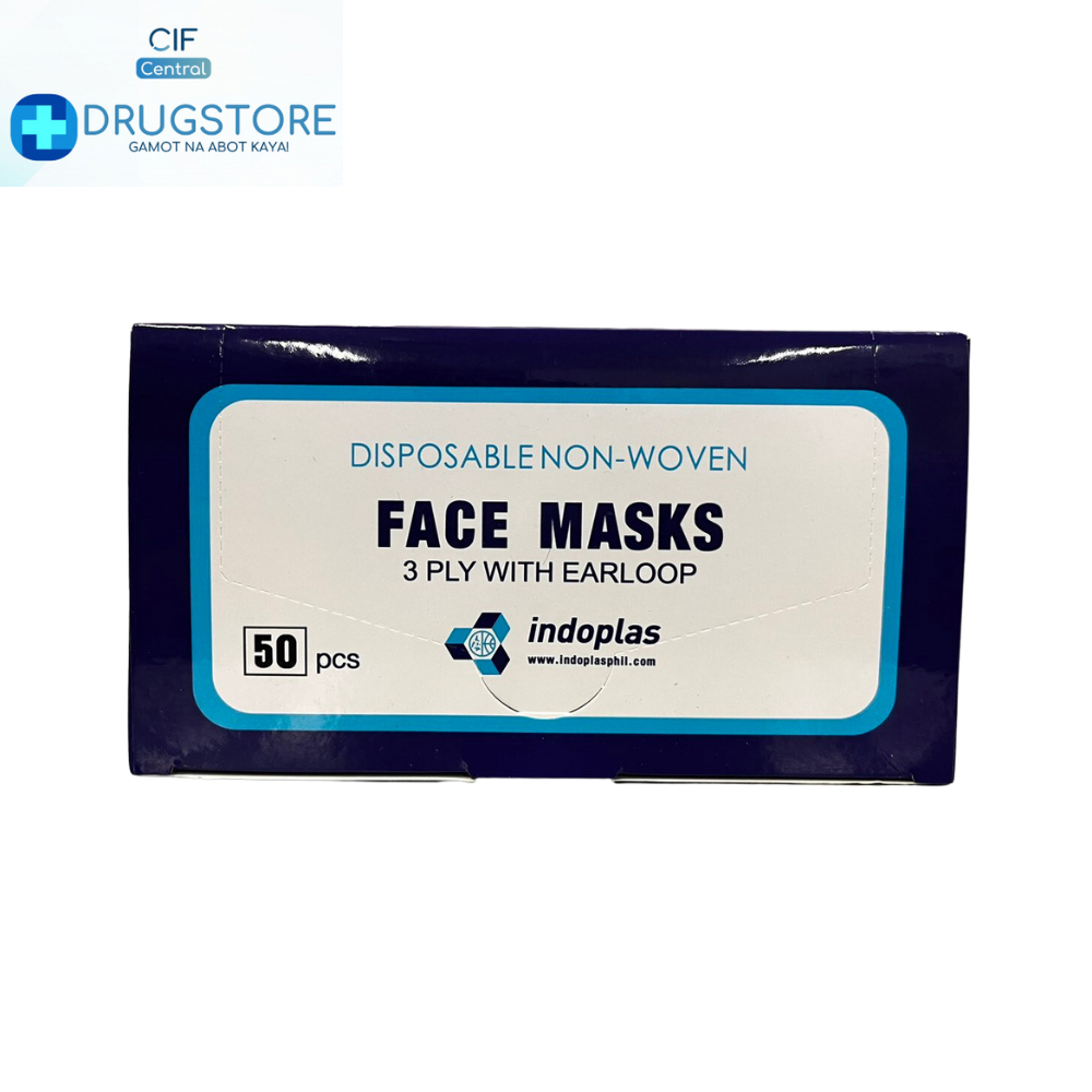 Indoplas Diposable Face Mask 3-Ply with Earloop 50's (ORIGINL) | Shopee ...