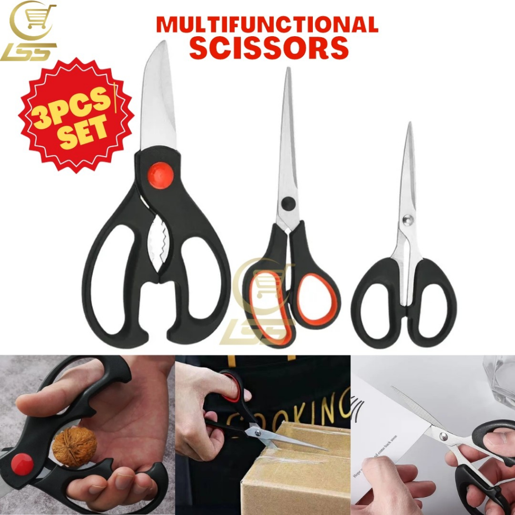 Efeq 3PCS/SET Multifunctional Scissors Kitchen Office School Stainless ...