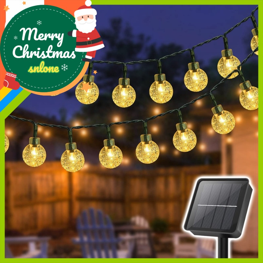 snlone 30 LED Garden LED Solar String Lights Bubble Crystal Ball Earth ...