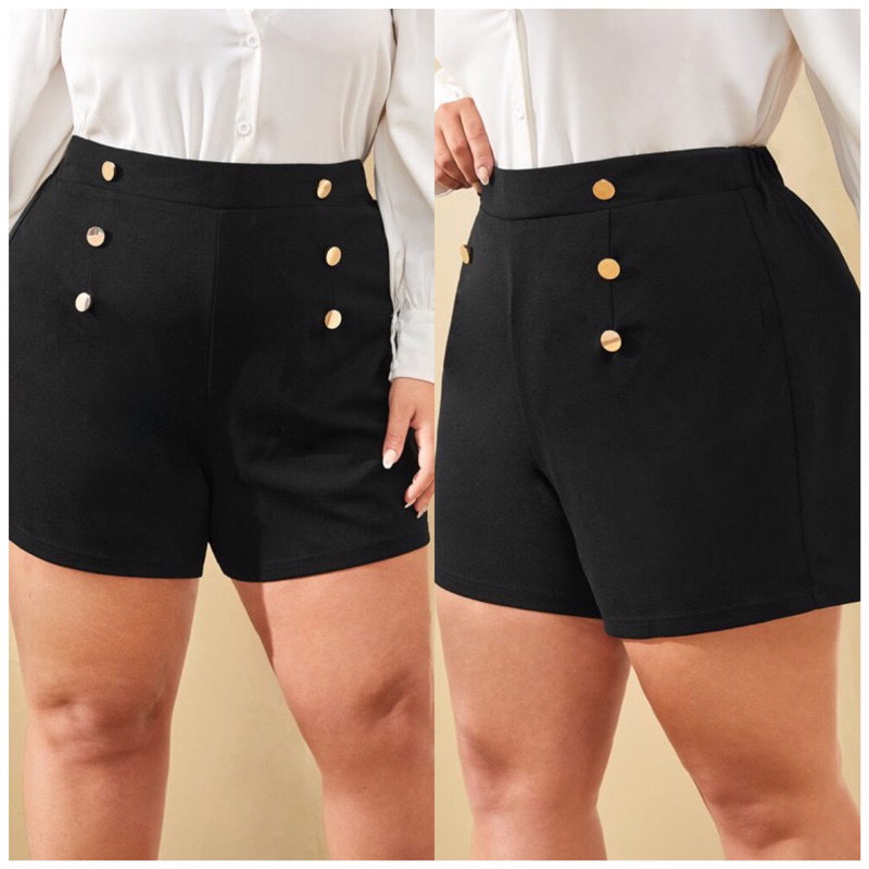 PLUS SIZE Black Highwaist Button Shorts for Women- XL | Shopee Philippines