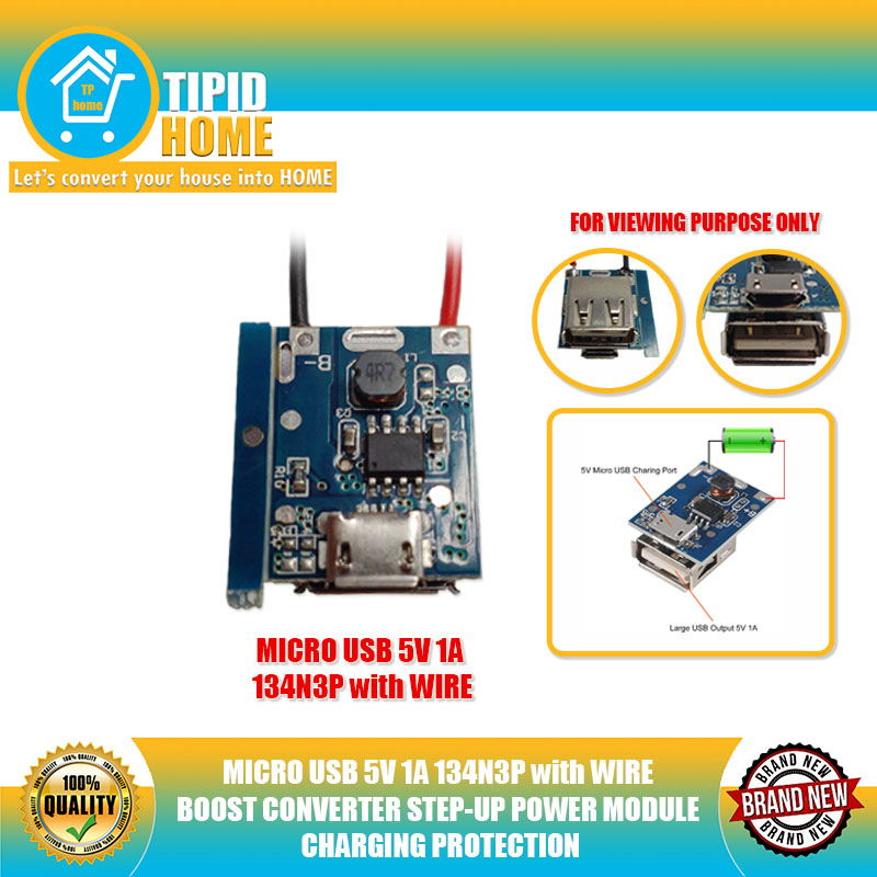 TIPID HOME MICRO USB 5V 1A 134N3P with WIRE BOOST CONVERTER STEP-UP ...