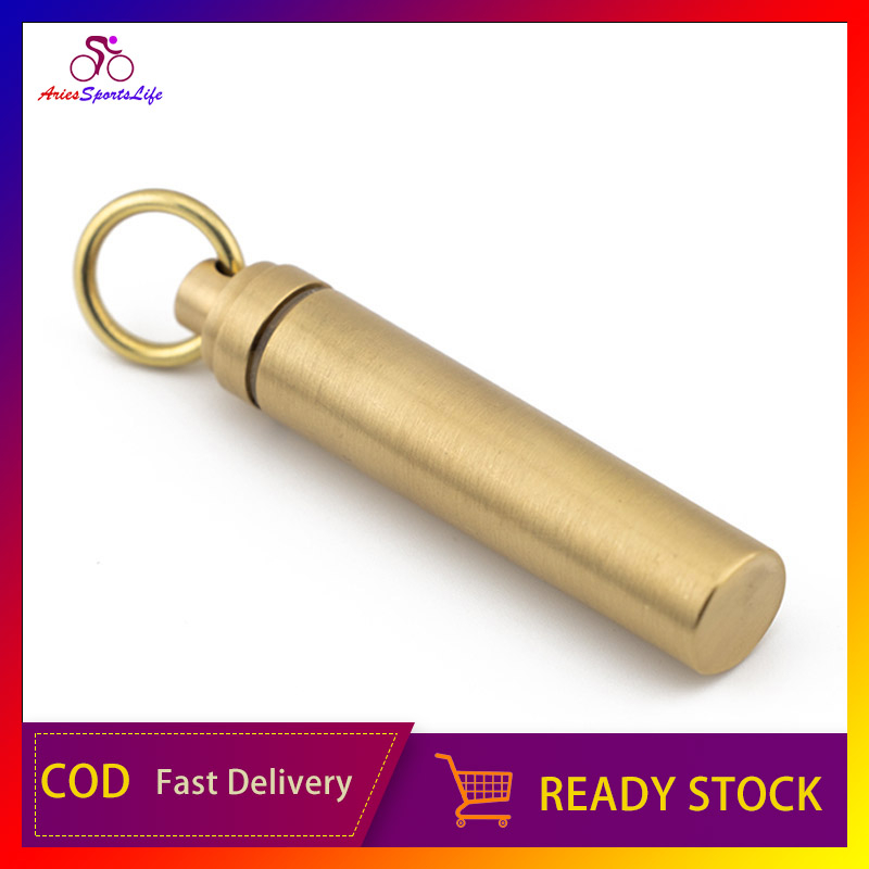 Waterproof Canister Brass Medicine Cylinder Mini Pill Box Outdoor ...
