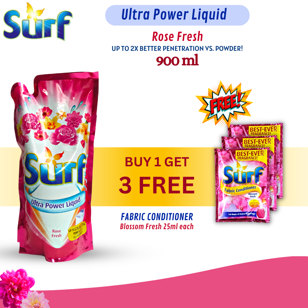 KZLA Buy 1 Get 3 Free Surf Ultra Power Liquid Rose Fresh 900ml Get Free ...