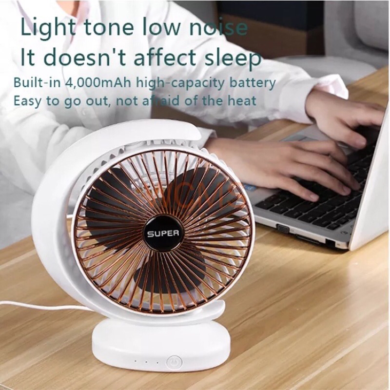 USB Rechargeable 180 Degree Rotation Fan Electric Fan Desktop Cooling ...