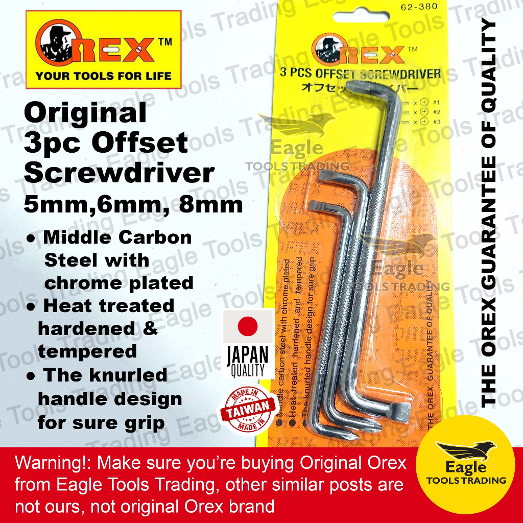 Orex Original Genuine 3pcs Offset Screwdriver 5mm, 6mm, 8mm (62-380) 3. ...