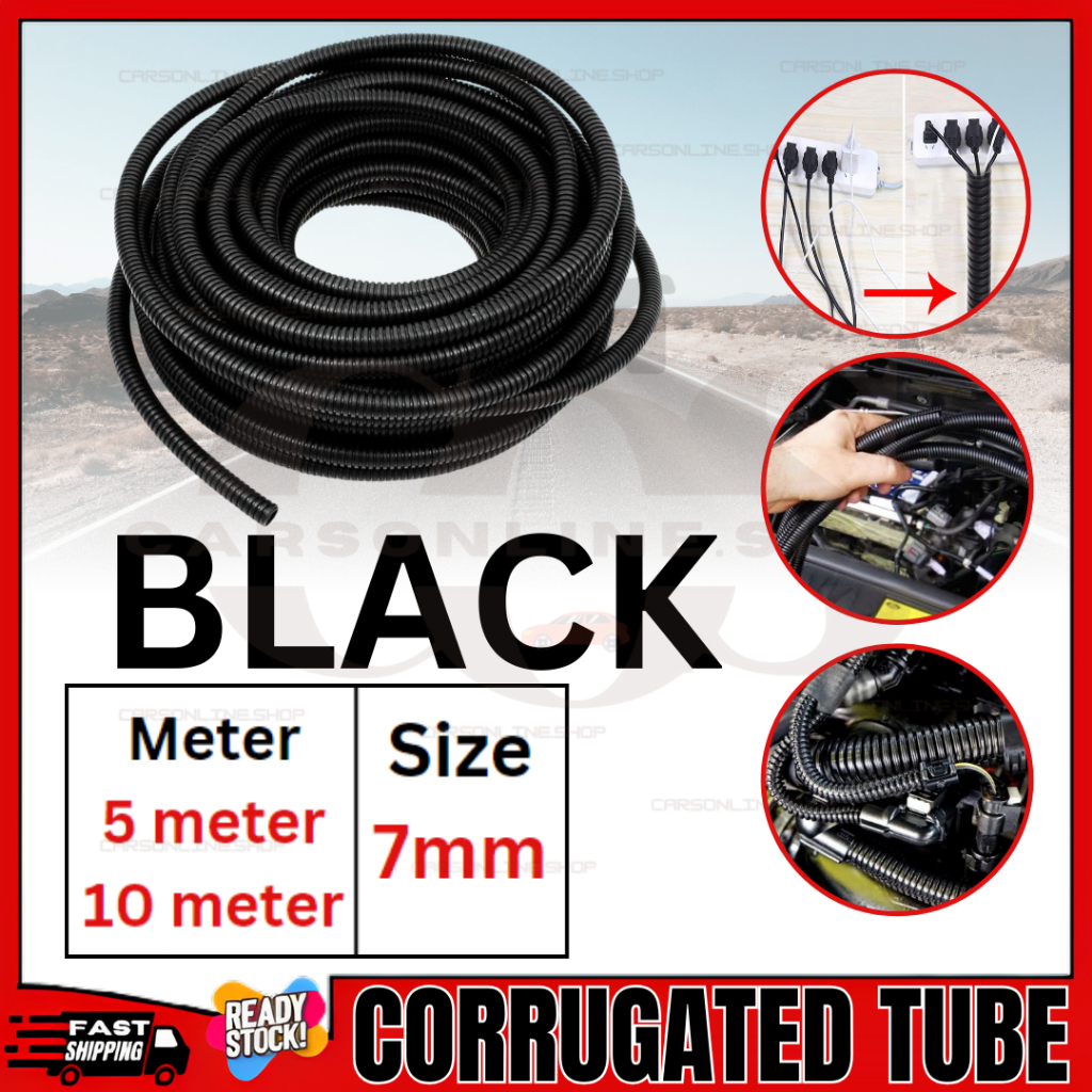 COS (5M/10M) 7mm Car Split Loom Conduit Polyethylene Corrugated Pipe ...